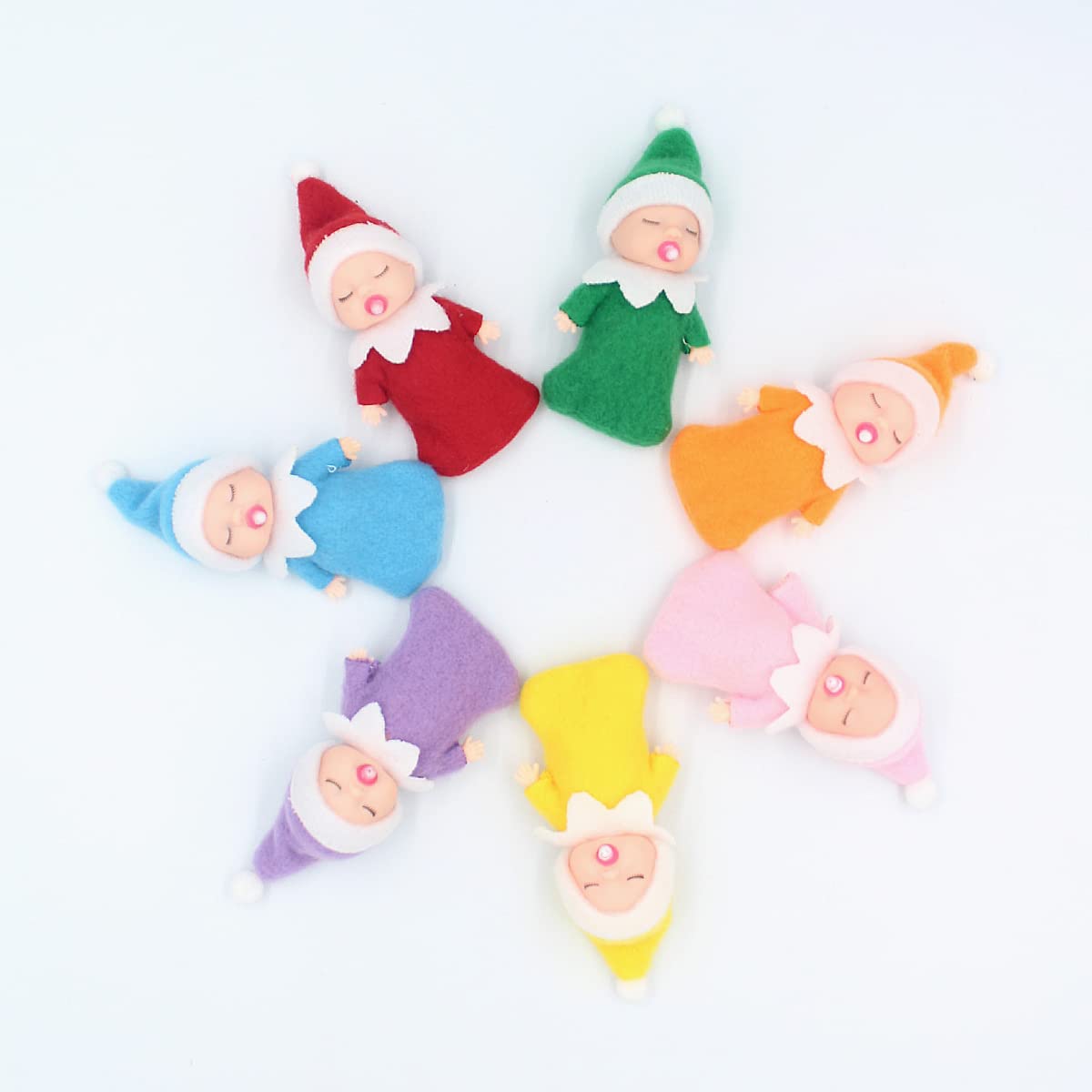 WULEEUPER Sleeping Elf Doll with Pacifier | Christmas Miniature Elf Doll Toys | New Year Holiday Decoration Party Gift (Pink)