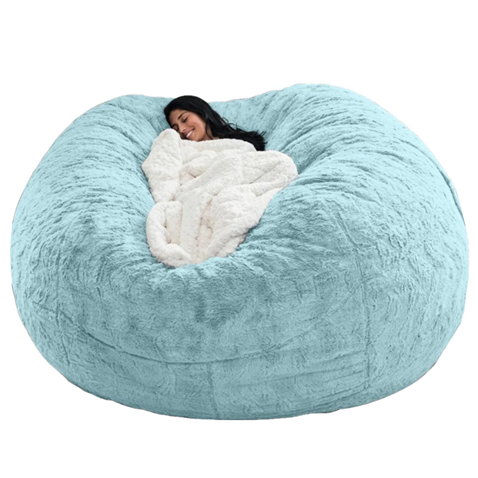HUAOSCN Oversized Bag Chair Cover, Living Room Furniture Soft Washable Micro-Fiber Adult Sofa Bed Cover PV Velvet 132x76cm (Cover only) (Sky Blue)