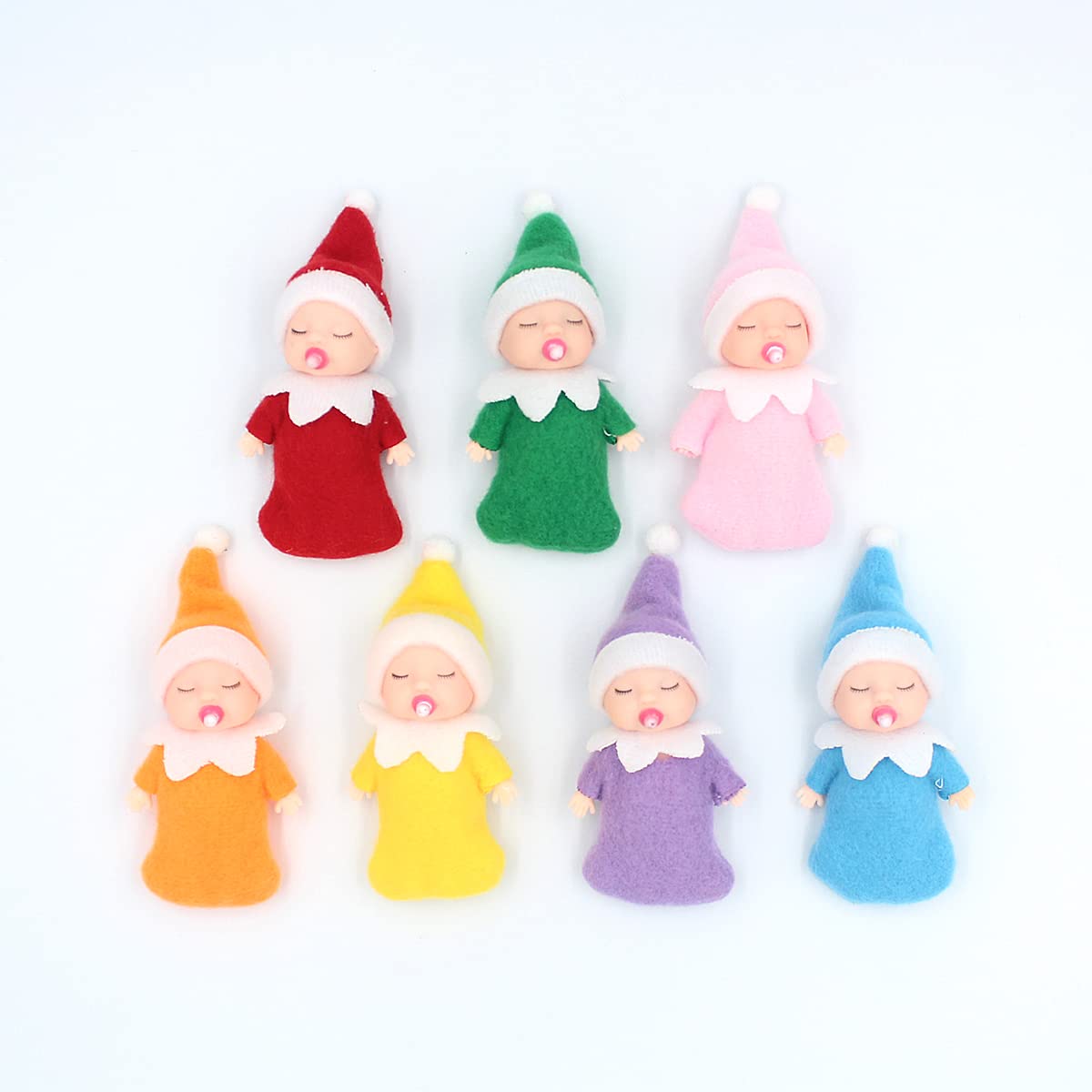 WULEEUPER Sleeping Elf Doll with Pacifier | Christmas Miniature Elf Doll Toys | New Year Holiday Decoration Party Gift (Pink)