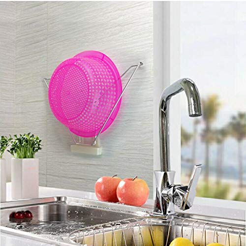 Lid Rack Perforation-free Kitchen Storage Rack with Water-receiving 304 Stainless Steel Wall-mounted Pot Cover Shelf