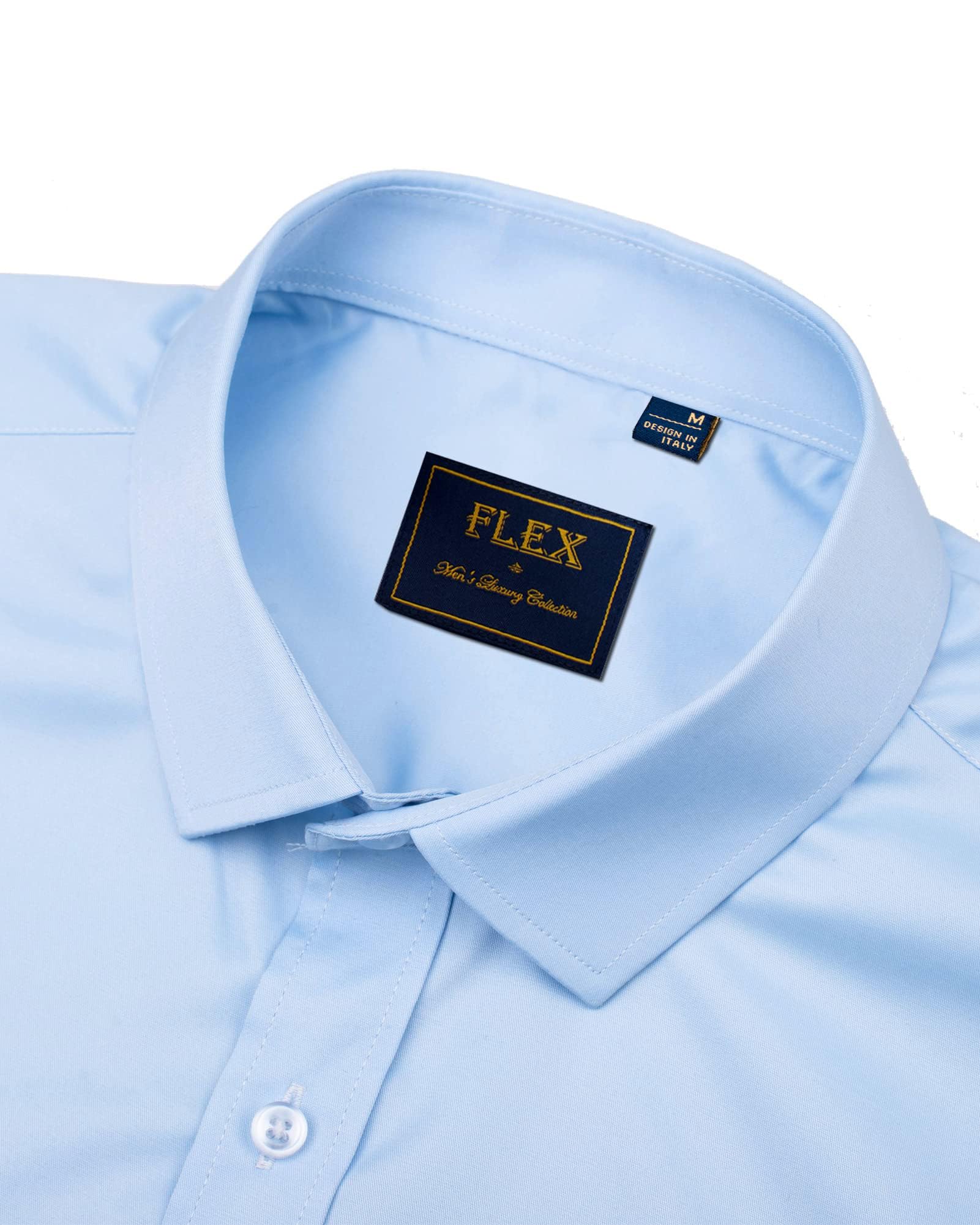 J.VER Men's Dress Shirts Solid Long Sleeve Stretch Wrinkle-Free Formal Shirt Business Casual Button Down Shirts Blue Small