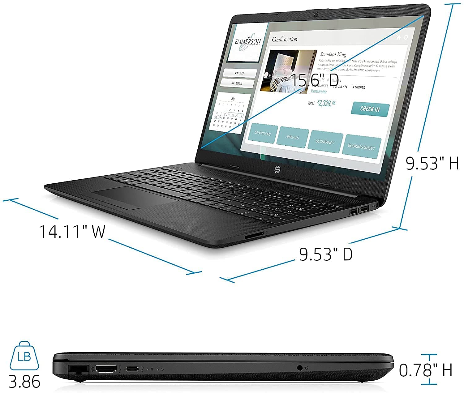HP 2021 Newest Notebook 15 Laptop, 15.6" Full HD Screen, Intel Celeron N4020 Processor, 8GB RAM, 128GB SSD, 1-Year Microsoft Office 365, RJ-45, Type-C, Webcam, HDMI, Windows 10 Home, Black
