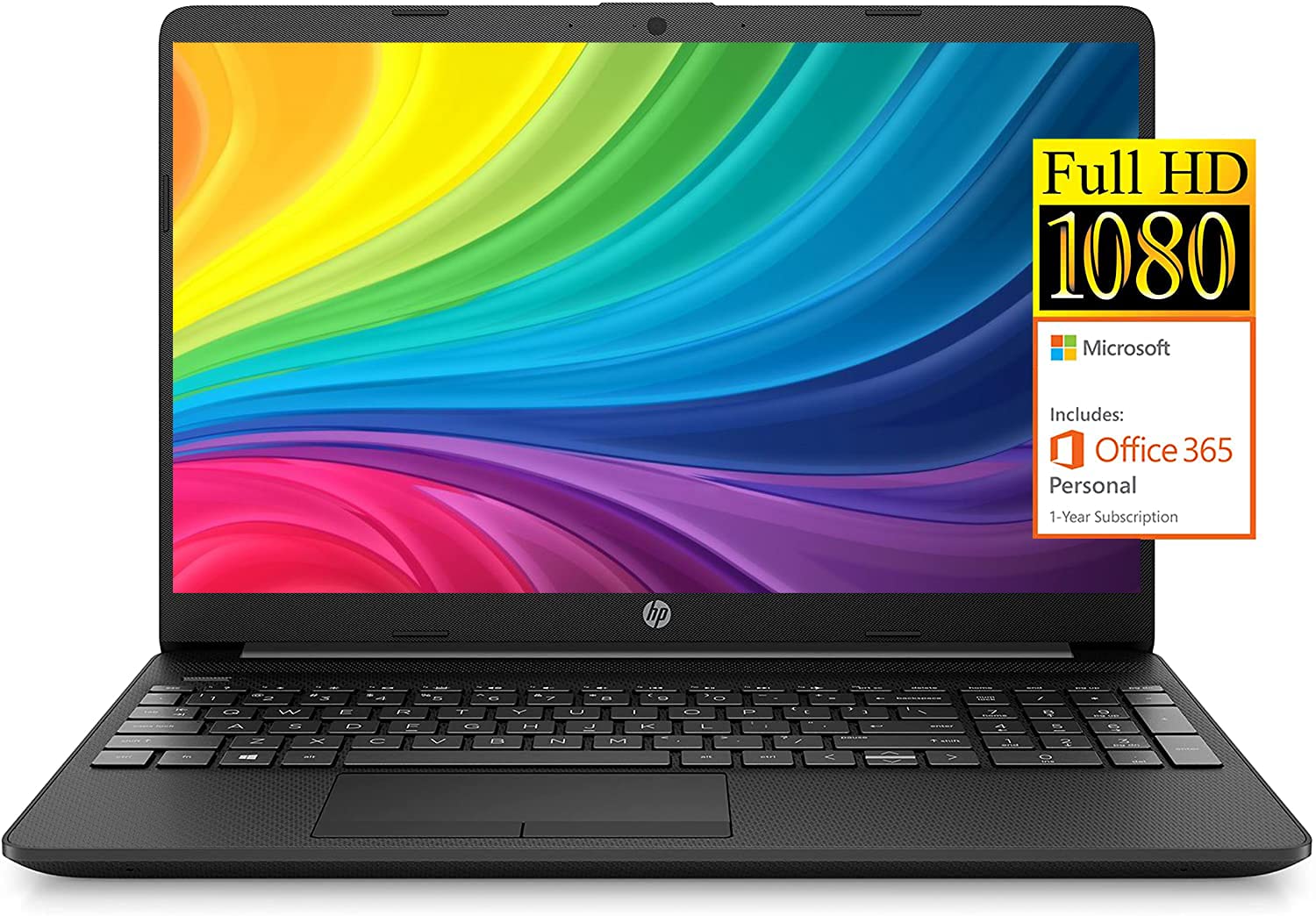 HP 2021 Newest Notebook 15 Laptop, 15.6" Full HD Screen, Intel Celeron N4020 Processor, 8GB RAM, 128GB SSD, 1-Year Microsoft Office 365, RJ-45, Type-C, Webcam, HDMI, Windows 10 Home, Black