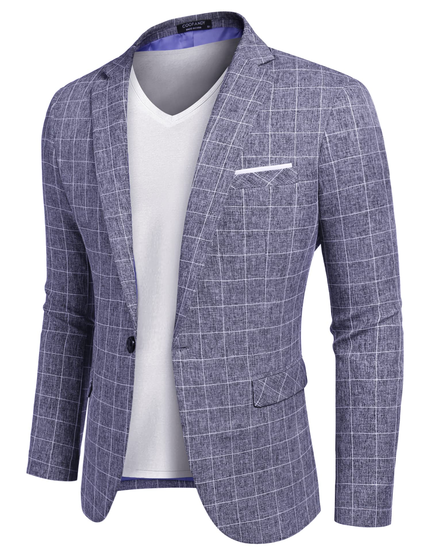 COOFANDY Men Slim Fit Suits Casual Lightweight Blazer Jackets One Button Tuxedos