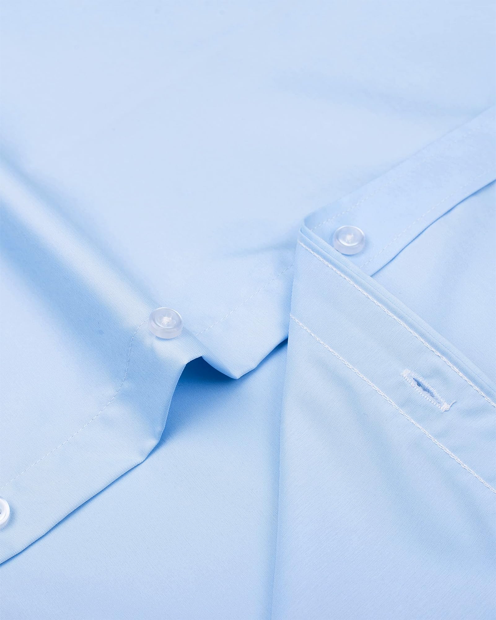 J.VER Men's Dress Shirts Solid Long Sleeve Stretch Wrinkle-Free Formal Shirt Business Casual Button Down Shirts Blue Small