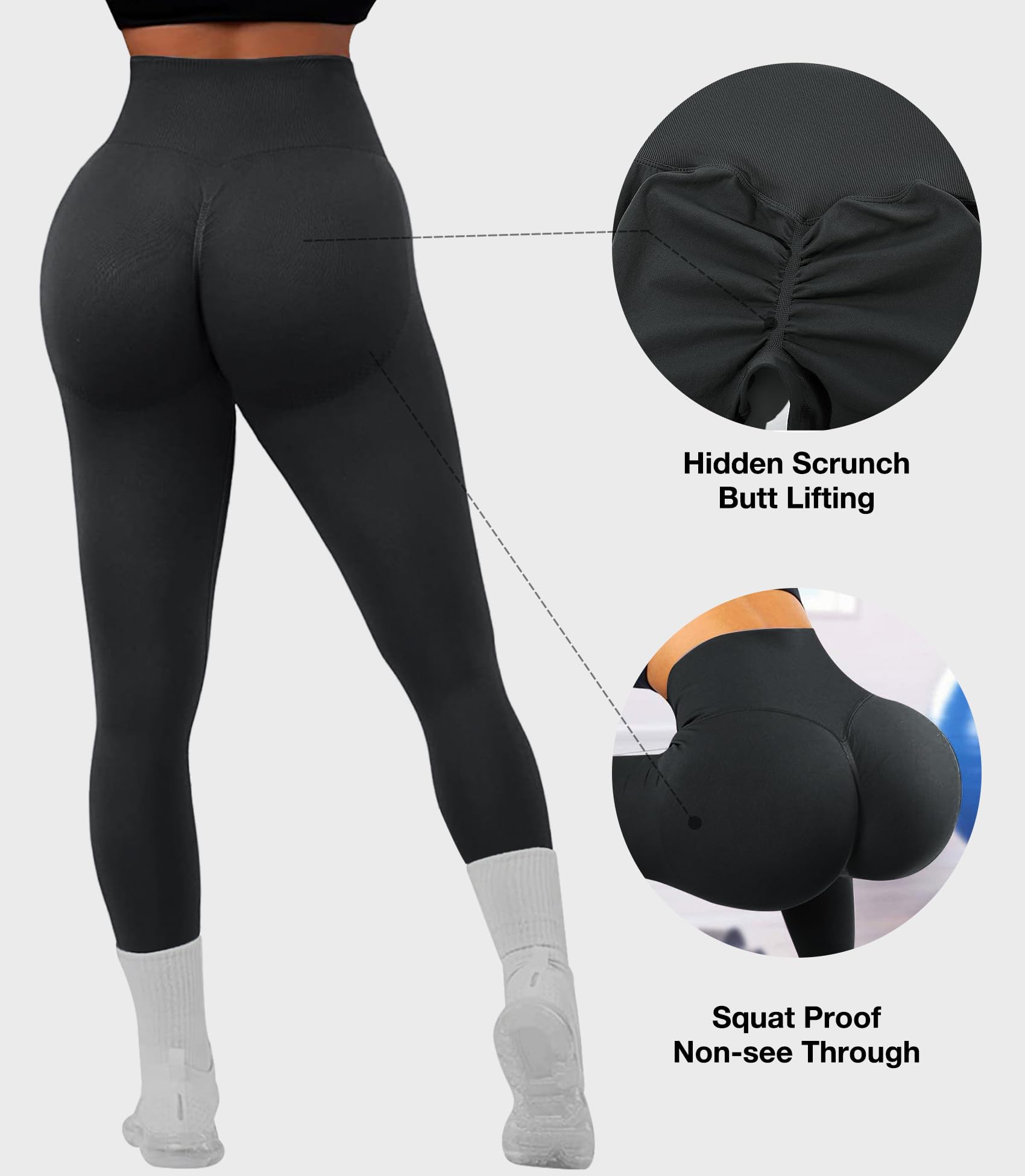 JGS1996 Hidden Scrunch Butt Lifting Leggings for Women Tummy Control High Waisted Workout Gym Seamless Impact Yoga Pants