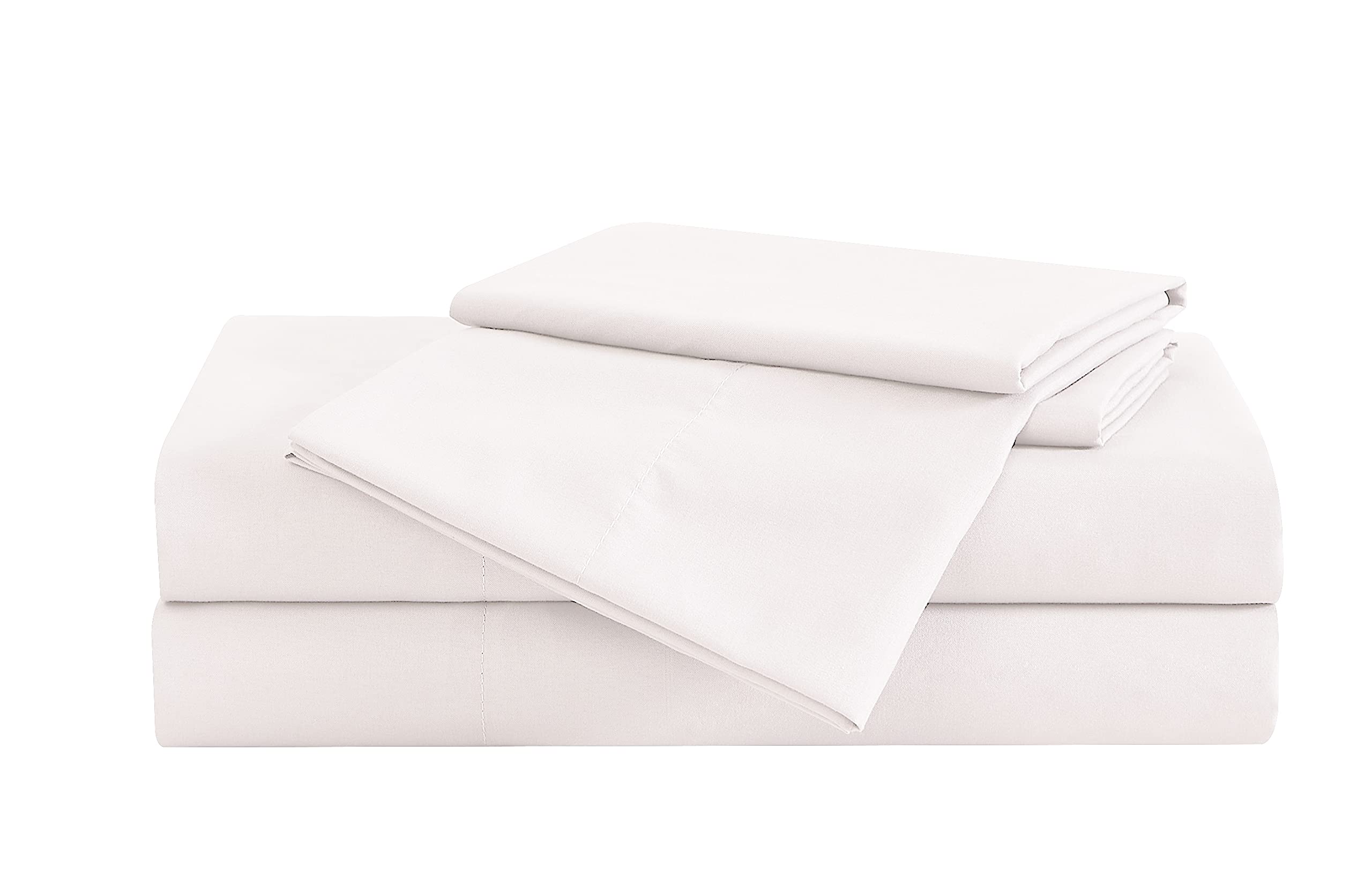 London Fog Garment Washed Solid Sheet Set White Microfiber 3-Piece Twin Sheet Set, Solid Themed, Deep Pocket, Adult and Teen, Oeko-TEX Certified