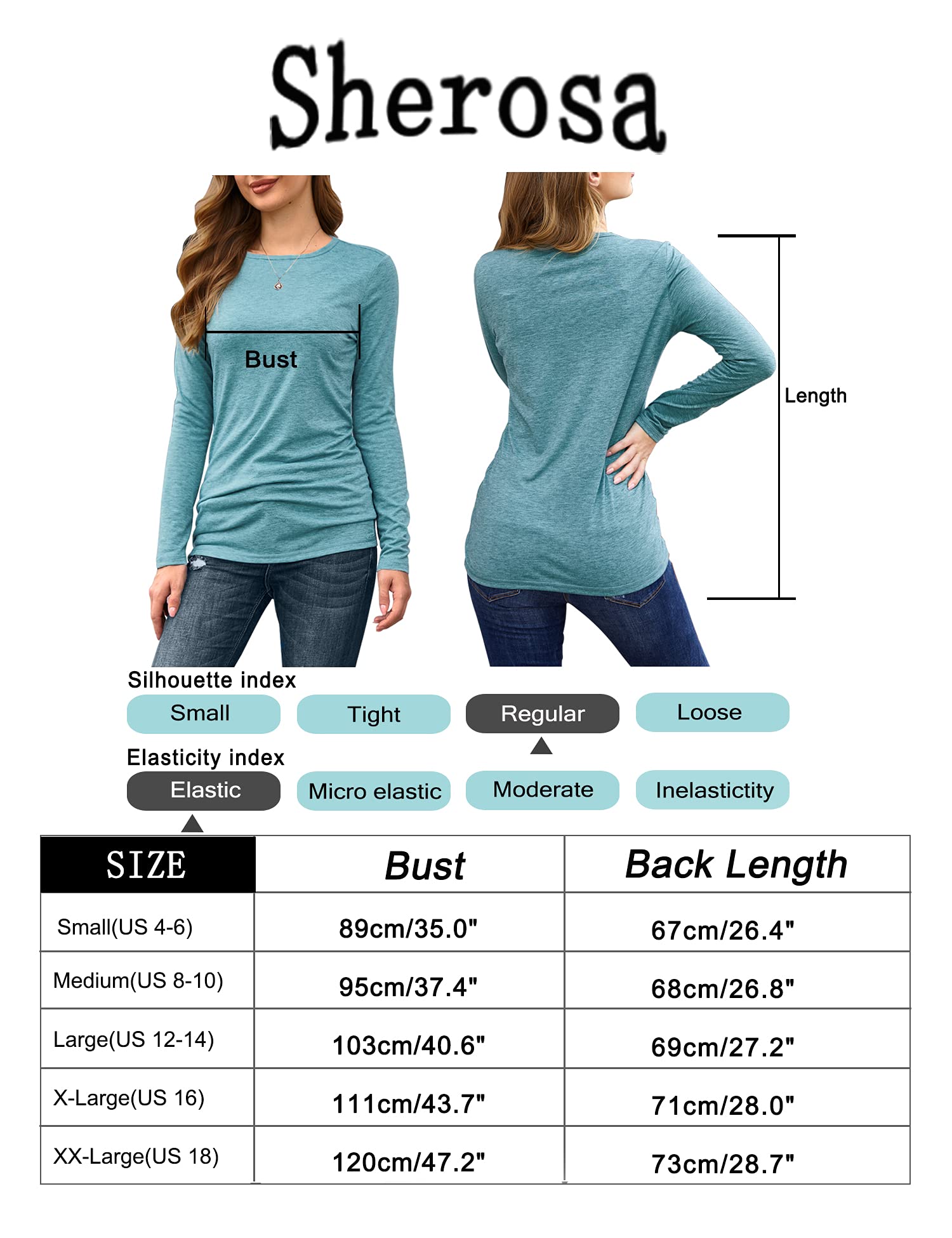 Sherosa Womens Long Sleeve Tops Dressy Casual Fall Crew Neck Solod Color Basic T-Shirts Burnt Orange,M