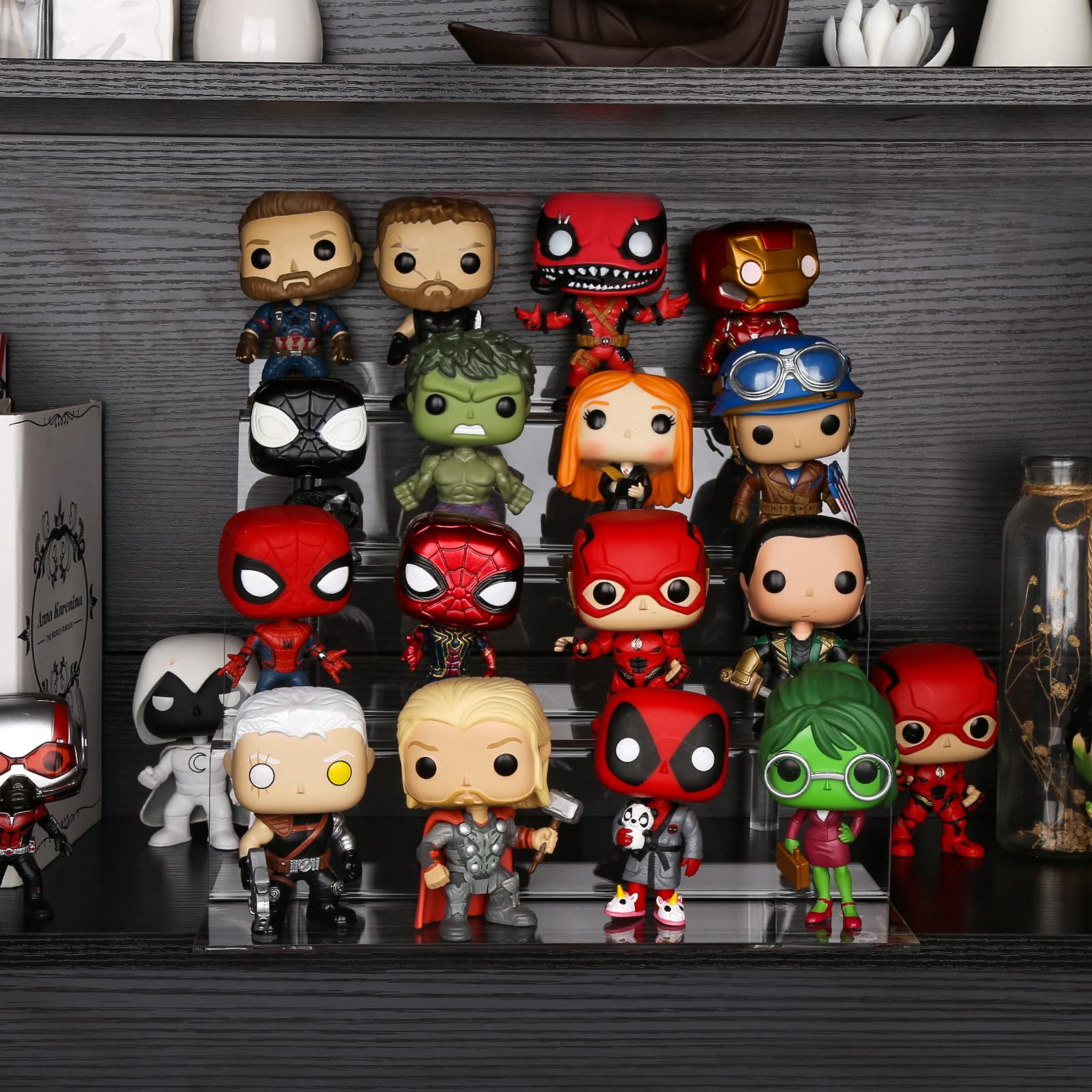 YIDITTHOPE 12 Inch Acrylic Shelf in 3 Pack, 4 Tier Perfume and Cologne Organizer, Funko POP Shelves Tiered Riser Display Stand, Acrylic Display for Decoration