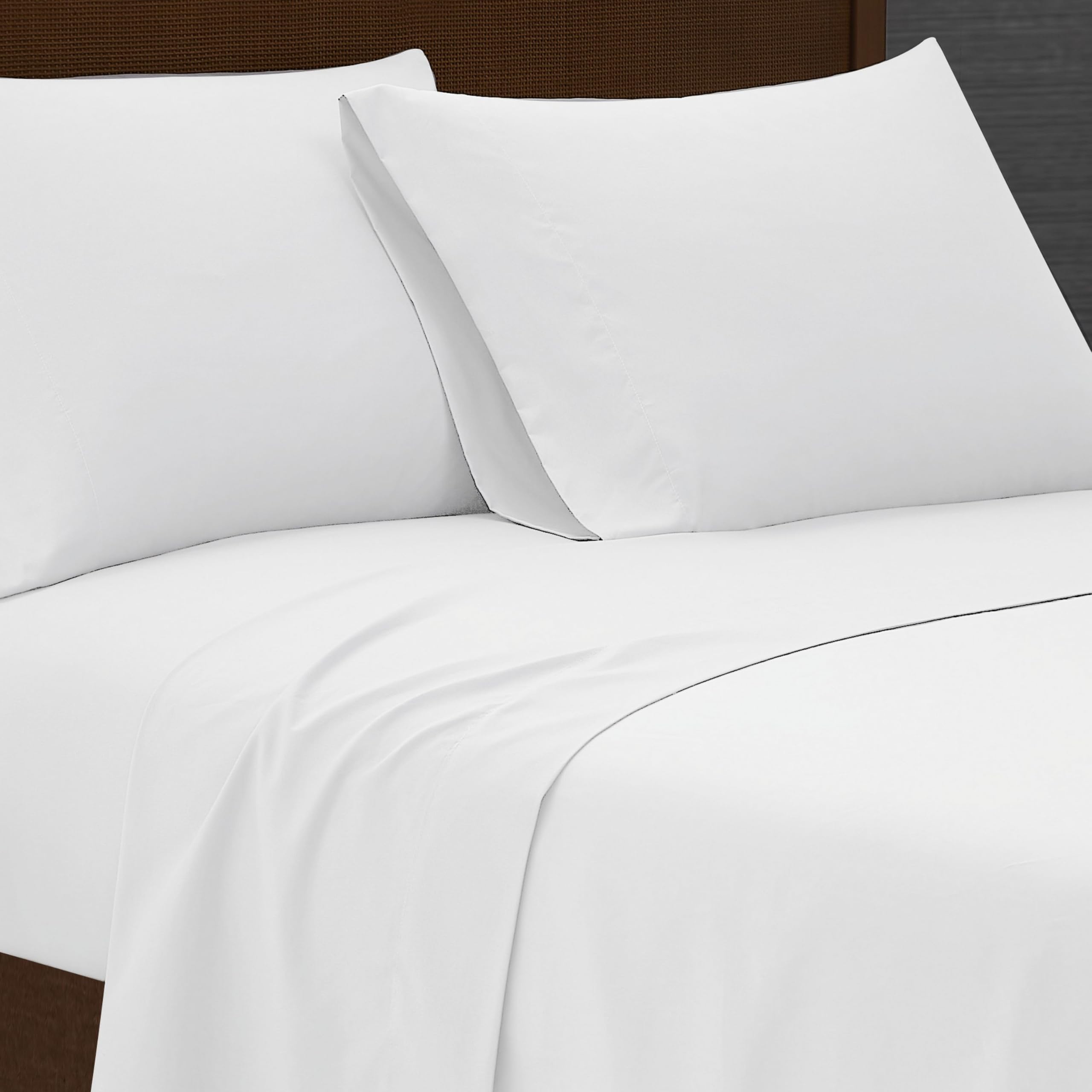 London Fog Garment Washed Solid Sheet Set White Microfiber 4-Piece Full Sheet Set, Solid Themed, Deep Pocket, Adult and Teen, Oeko-TEX Certified