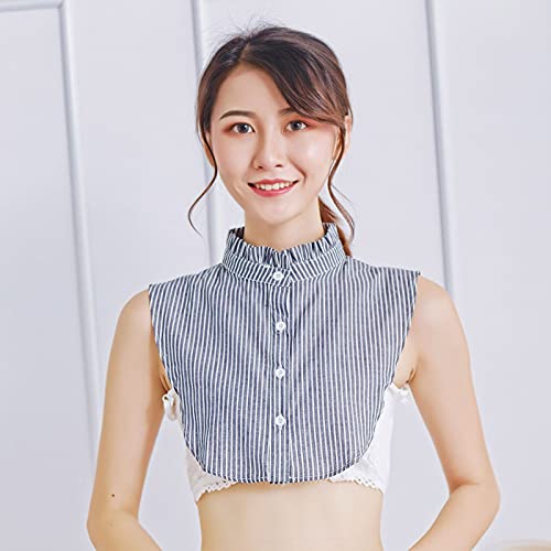 HALITOSS Women's Lovely Multi Style Fake Collar Leisure Dickey Half Shirt Decorative False Collar (900Black, One Size)
