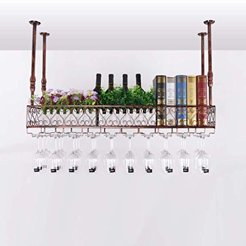 PIBM Stylish Simplicity Wine Rack Wine Rack Adjustable Height, Ceiling Mounted Hanging Wine Bottle Holder Metal Iron Wine Glass Holder High Cup Holder Wine Rack Wall Hanging, Black ,