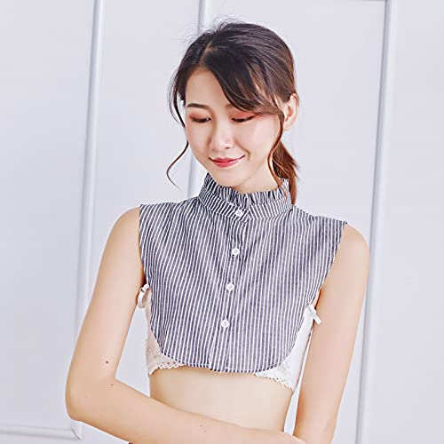 HALITOSS Women's Lovely Multi Style Fake Collar Leisure Dickey Half Shirt Decorative False Collar (900Black, One Size)