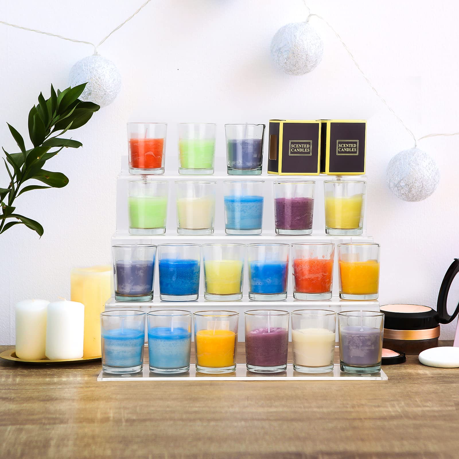 YIDITTHOPE 12 Inch Acrylic Shelf in 3 Pack, 4 Tier Perfume and Cologne Organizer, Funko POP Shelves Tiered Riser Display Stand, Acrylic Display for Decoration