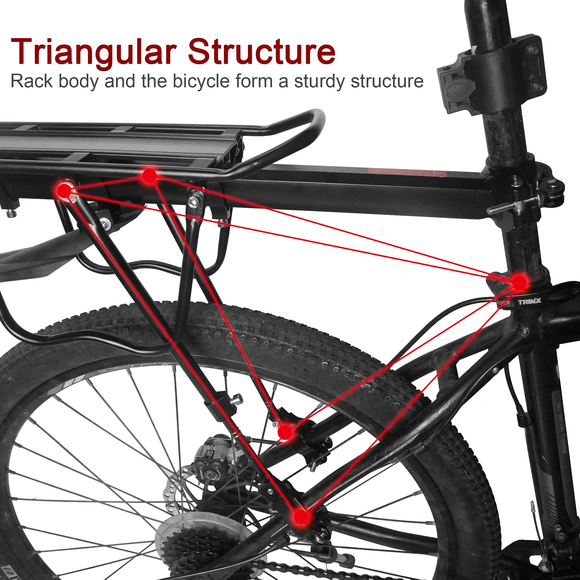 Dirza Bike Cargo Rack - Rear Rack with Fender - Quick Release - Adjustable - Aluminum Alloy 115 lbs Capacity - Black