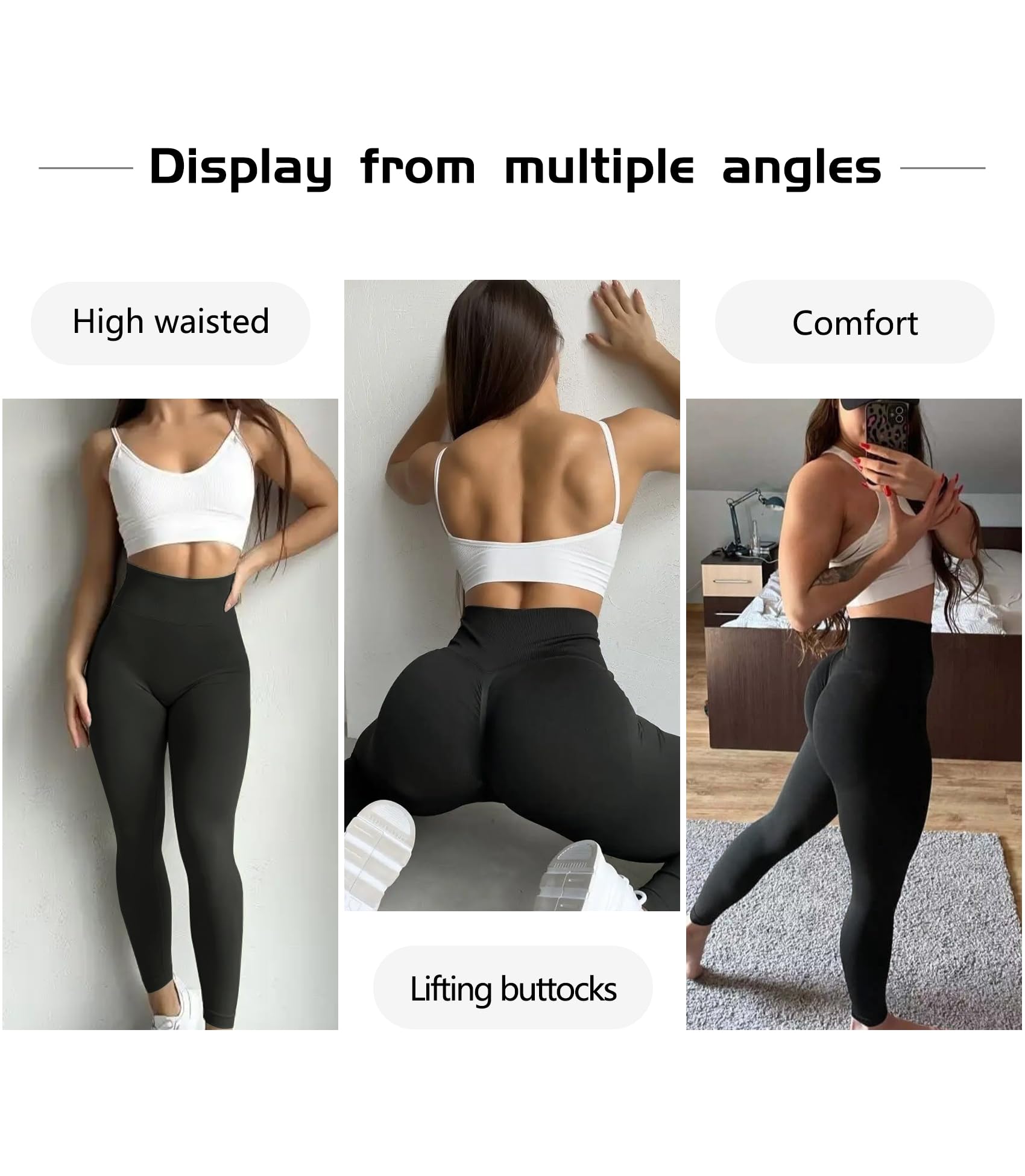 JGS1996 Hidden Scrunch Butt Lifting Leggings for Women Tummy Control High Waisted Workout Gym Seamless Impact Yoga Pants