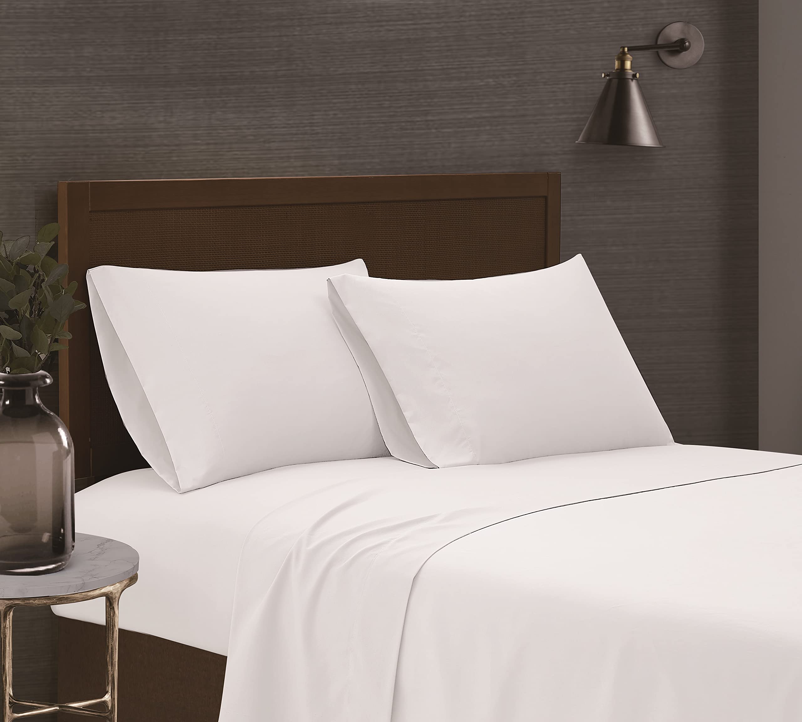 London Fog Garment Washed Solid Sheet Set White Microfiber 3-Piece Twin Sheet Set, Solid Themed, Deep Pocket, Adult and Teen, Oeko-TEX Certified