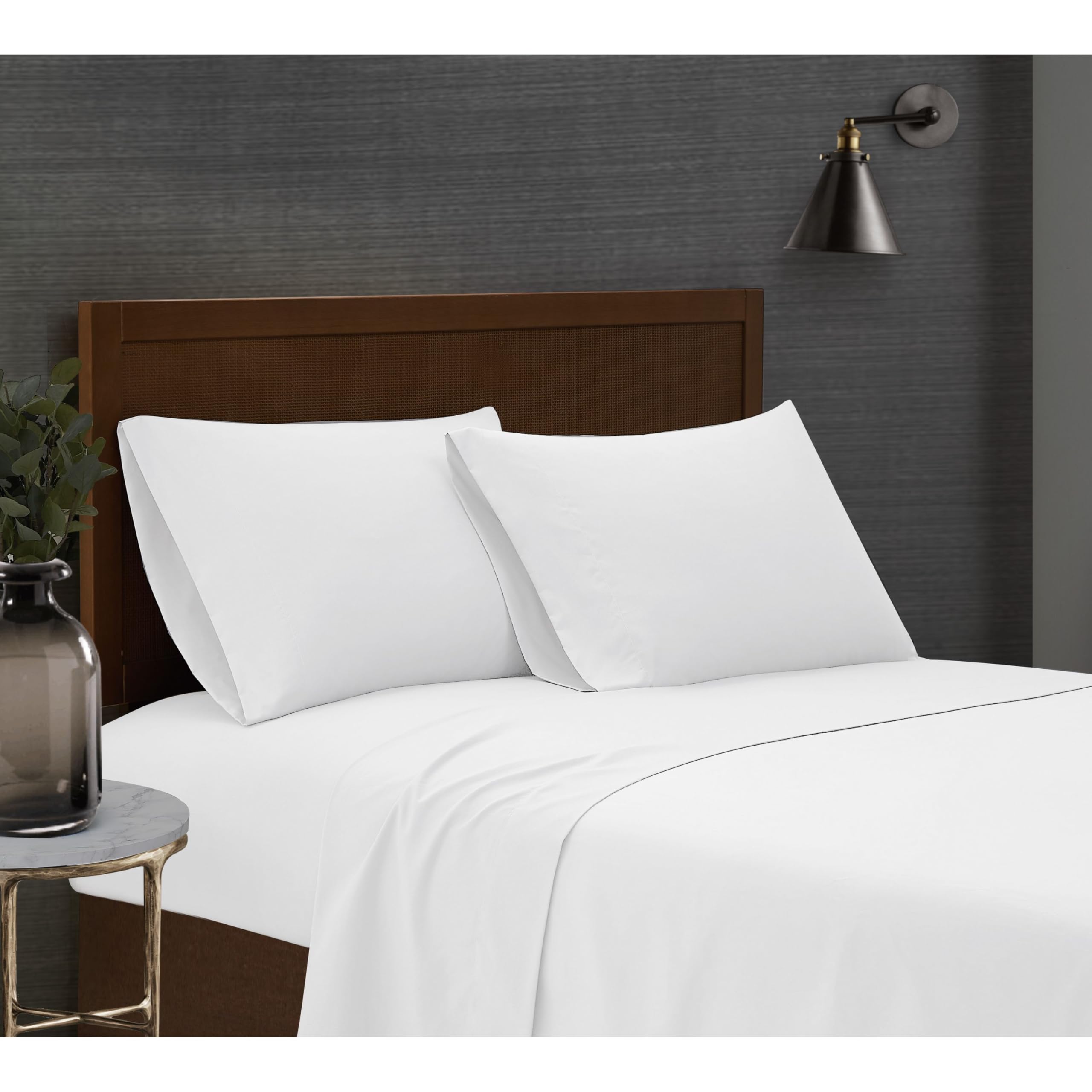 London Fog Garment Washed Solid Sheet Set White Microfiber 4-Piece Full Sheet Set, Solid Themed, Deep Pocket, Adult and Teen, Oeko-TEX Certified