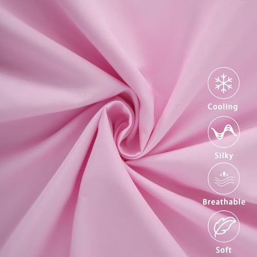 Overket Twin Sheet Set Ultra Soft Twin Bed Sheets 1800 Series Luxury Cooling Sheets-100% Microfiber-Breathable-Wrinkle Free - Twin Size Pink-3PC