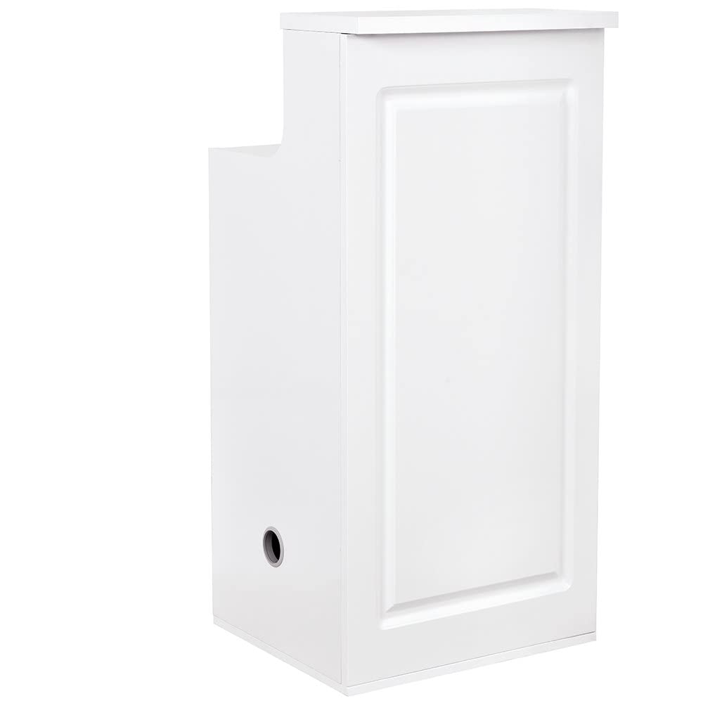 Reception Area Counter Receptionist Desk Lobby Check-in Desk with LED Lights Valencia Side Storage in White