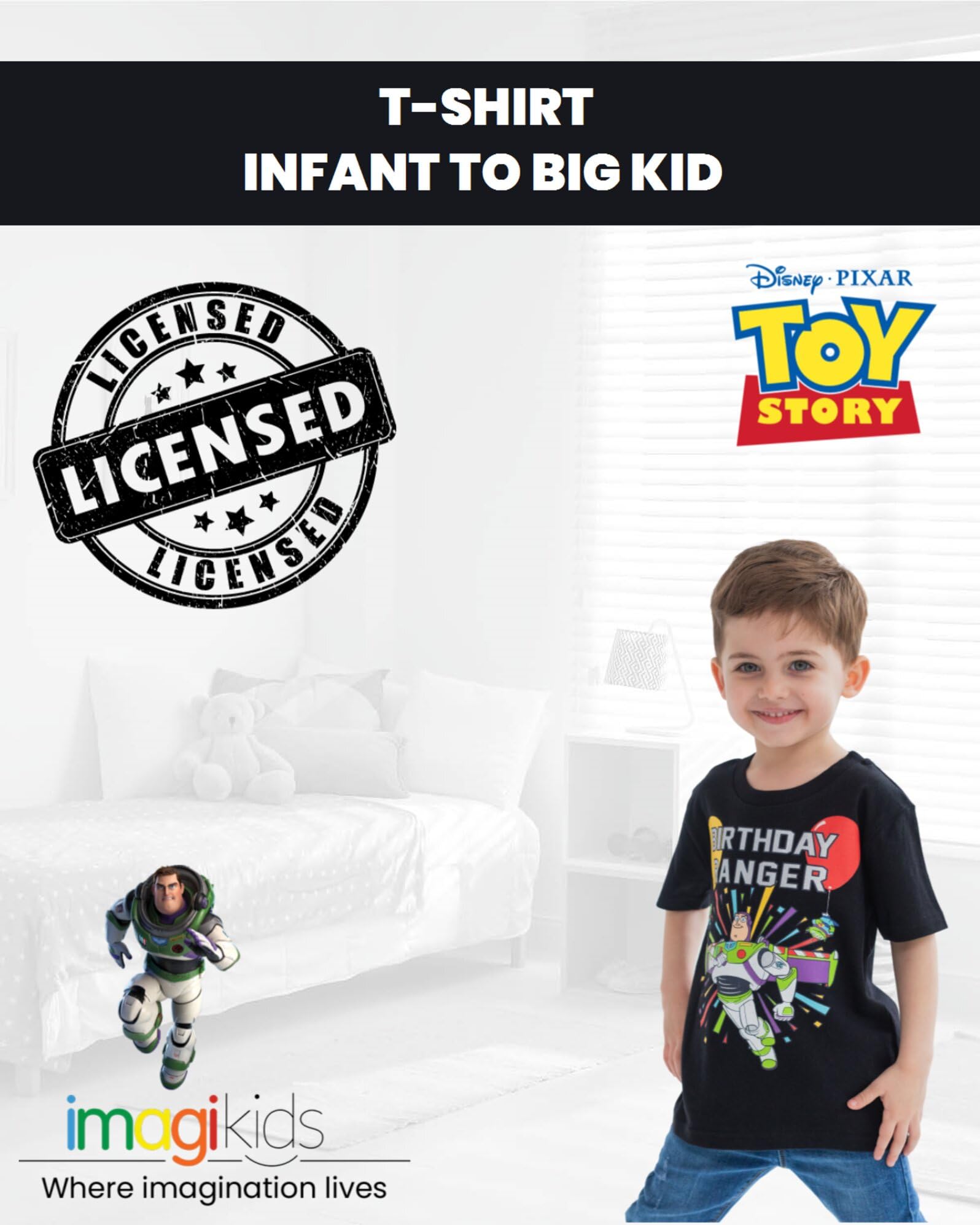 Disney Pixar Toy Story Buzz Lightyear Birthday Toddler Boys Graphic T-Shirt Toy Story Black 2T
