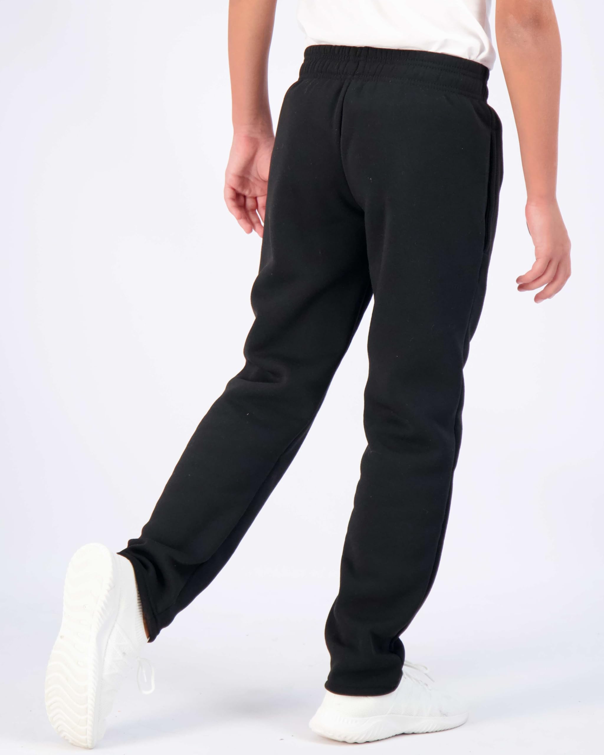 Real Essentials 3 Pack Boys Athletic Pants Sweatpants Active Kids Teen Open Bottom Fleece Youth Training Pajama Performance Workout Activewear Sports Running Quick Dry Dri Fit- Set 5,S(6-7)