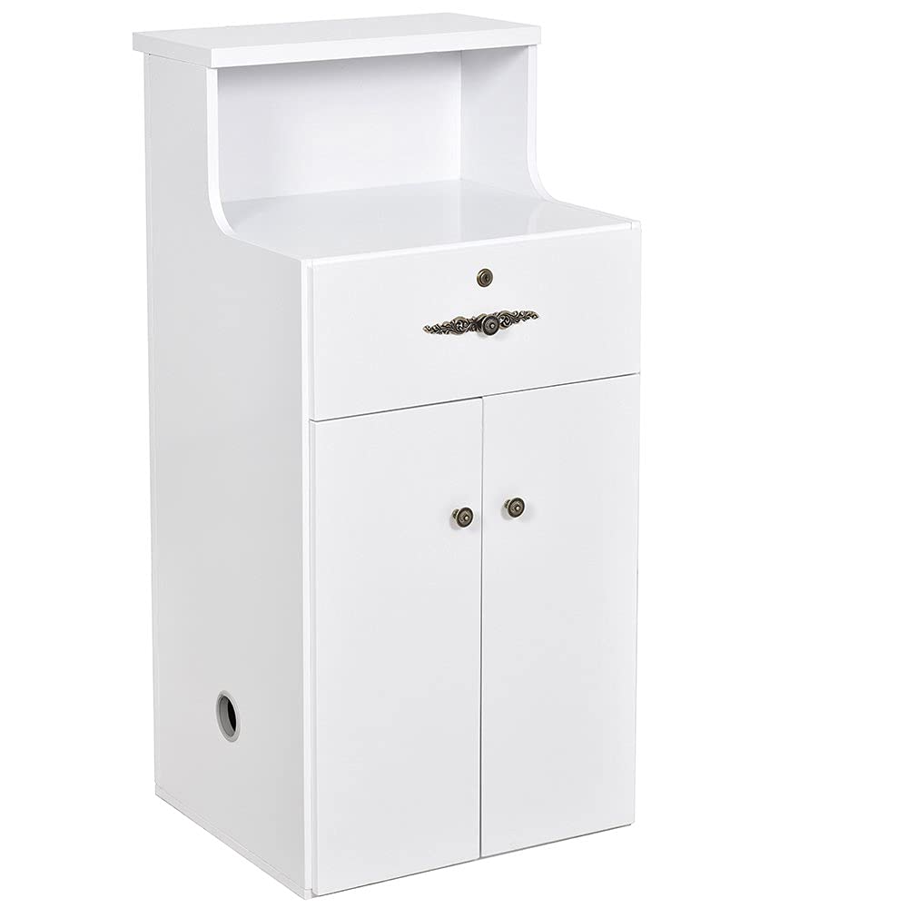 Reception Area Counter Receptionist Desk Lobby Check-in Desk with LED Lights Valencia Side Storage in White