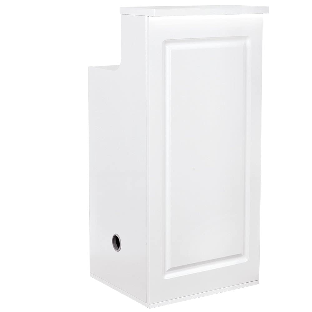 Reception Area Counter Receptionist Desk Lobby Check-in Desk with LED Lights Valencia Side Storage in White