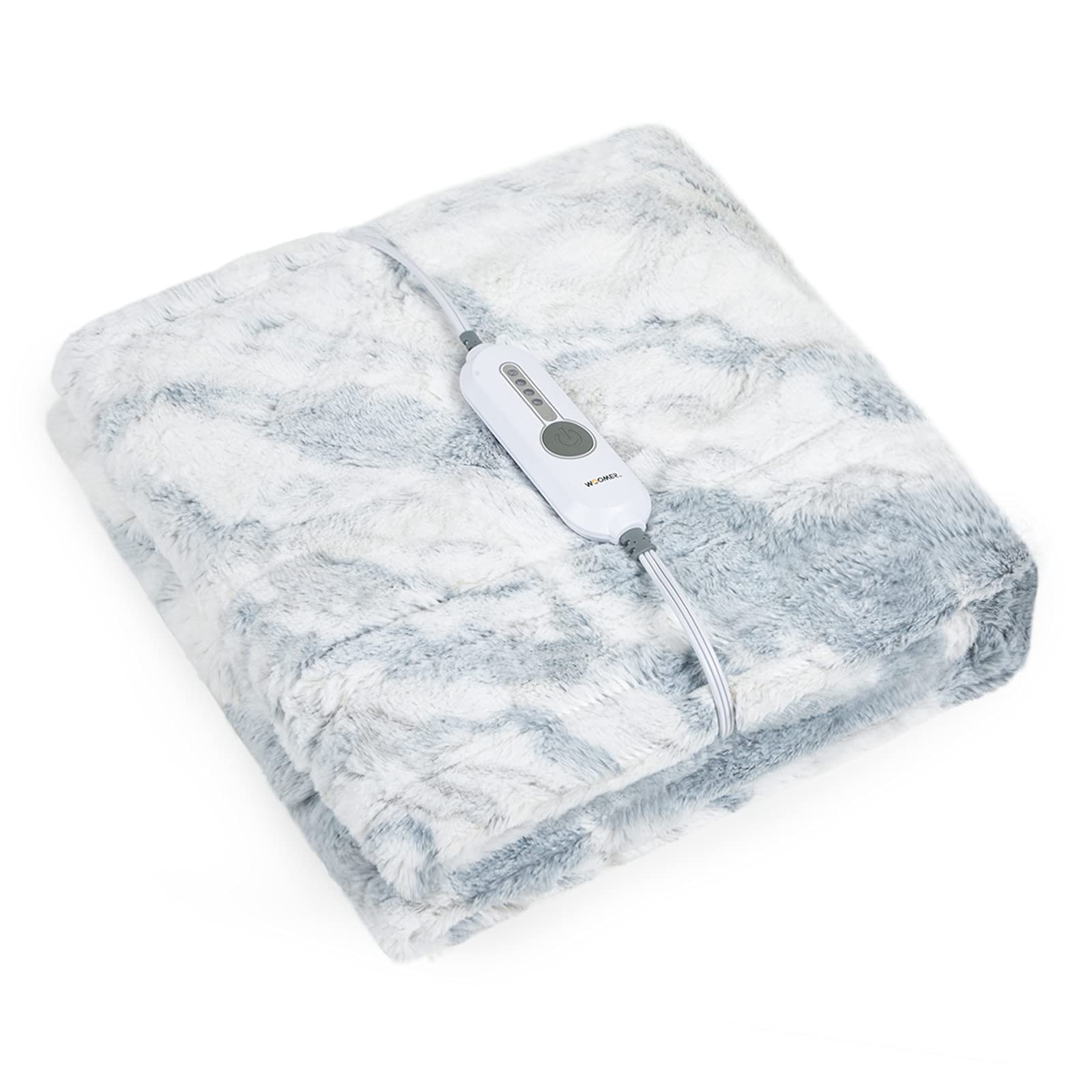 WOOMER Electric Heated Throw Blanket(50"x 60"), Soft Flannel Fast Heating Blanket with Multi-Color Option, 4 Heating Levels & 4H Auto Off, Machine Washable, Over-Heat Protection