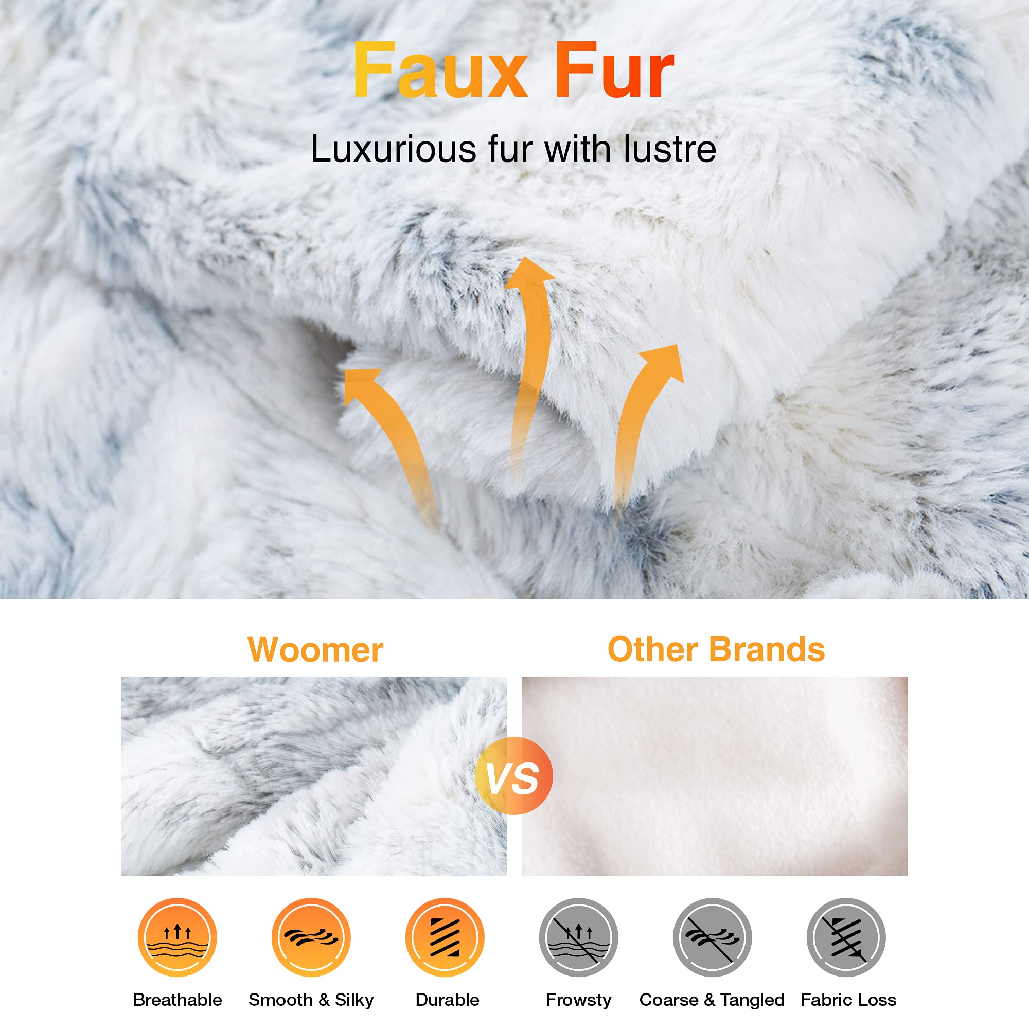 WOOMER Electric Heated Throw Blanket(50"x 60"), Soft Flannel Fast Heating Blanket with Multi-Color Option, 4 Heating Levels & 4H Auto Off, Machine Washable, Over-Heat Protection