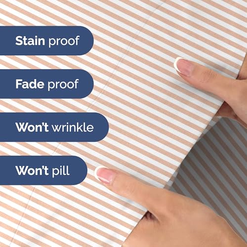 Twin Size 3 Piece Sheet Set - Extra Soft, Breathable & Cooling Sheets - Hotel Luxury Durable Bed Sheets for Women & Men - Deep Pockets, Easy-Fit & Wrinkle-Free Sheets - Blush Stripes Oeko-Tex Sheets