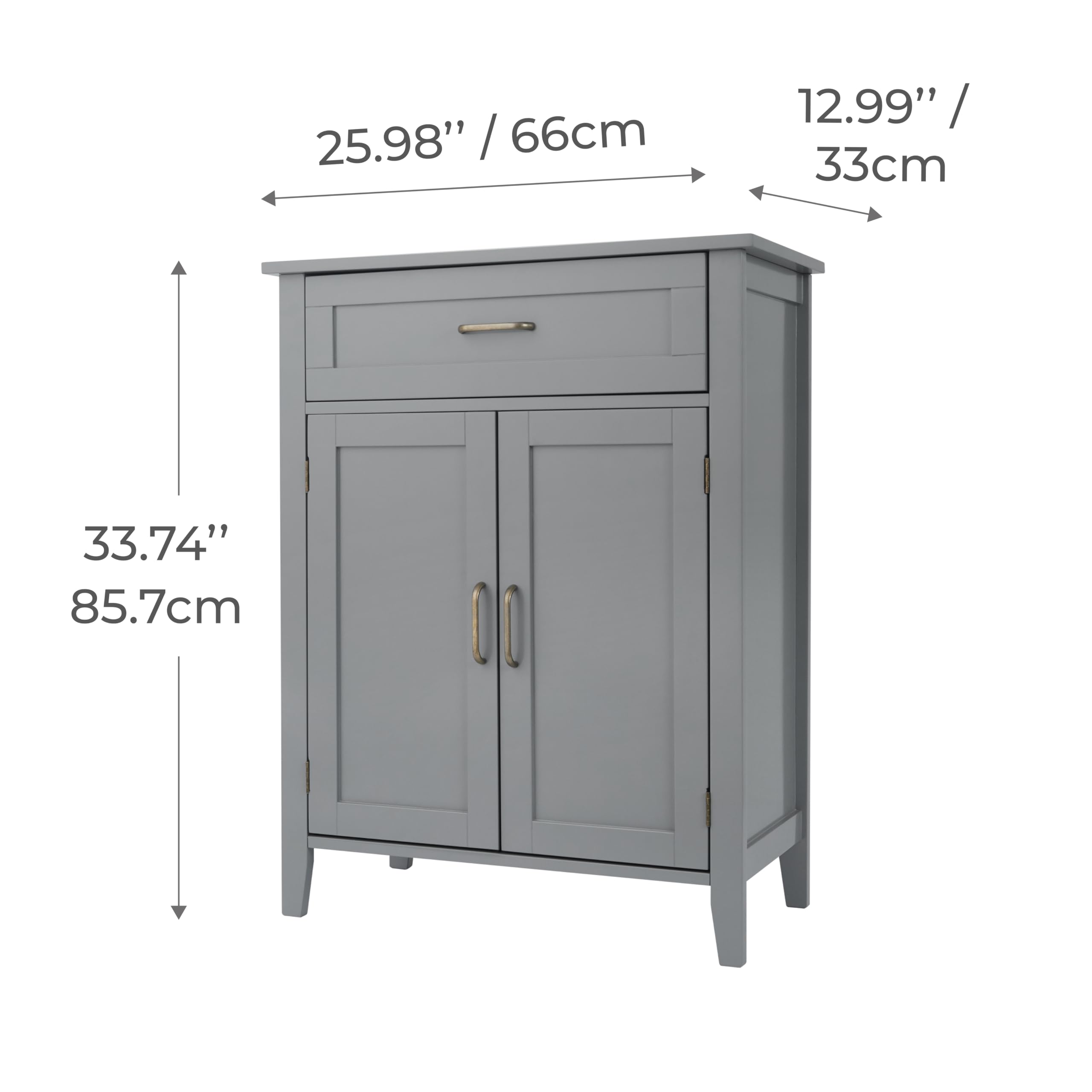 Teamson Home Mercer Mid Century Modern Wooden Floor Cabinet, Gray