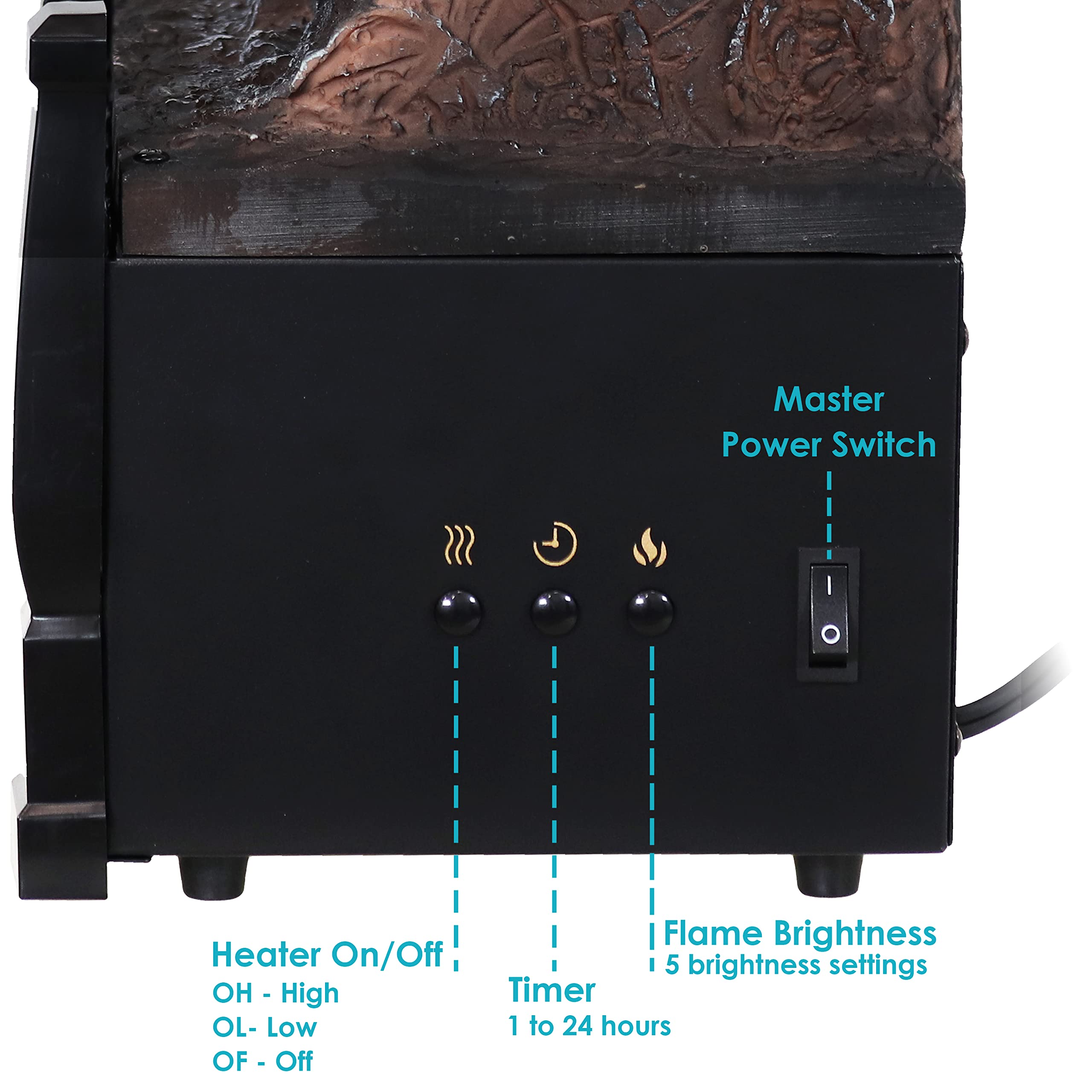 Sunnydaze Elegant Embers 20.25-Inch Faux Log Electric Fireplace Insert Heater - 110V -Remote Control Included
