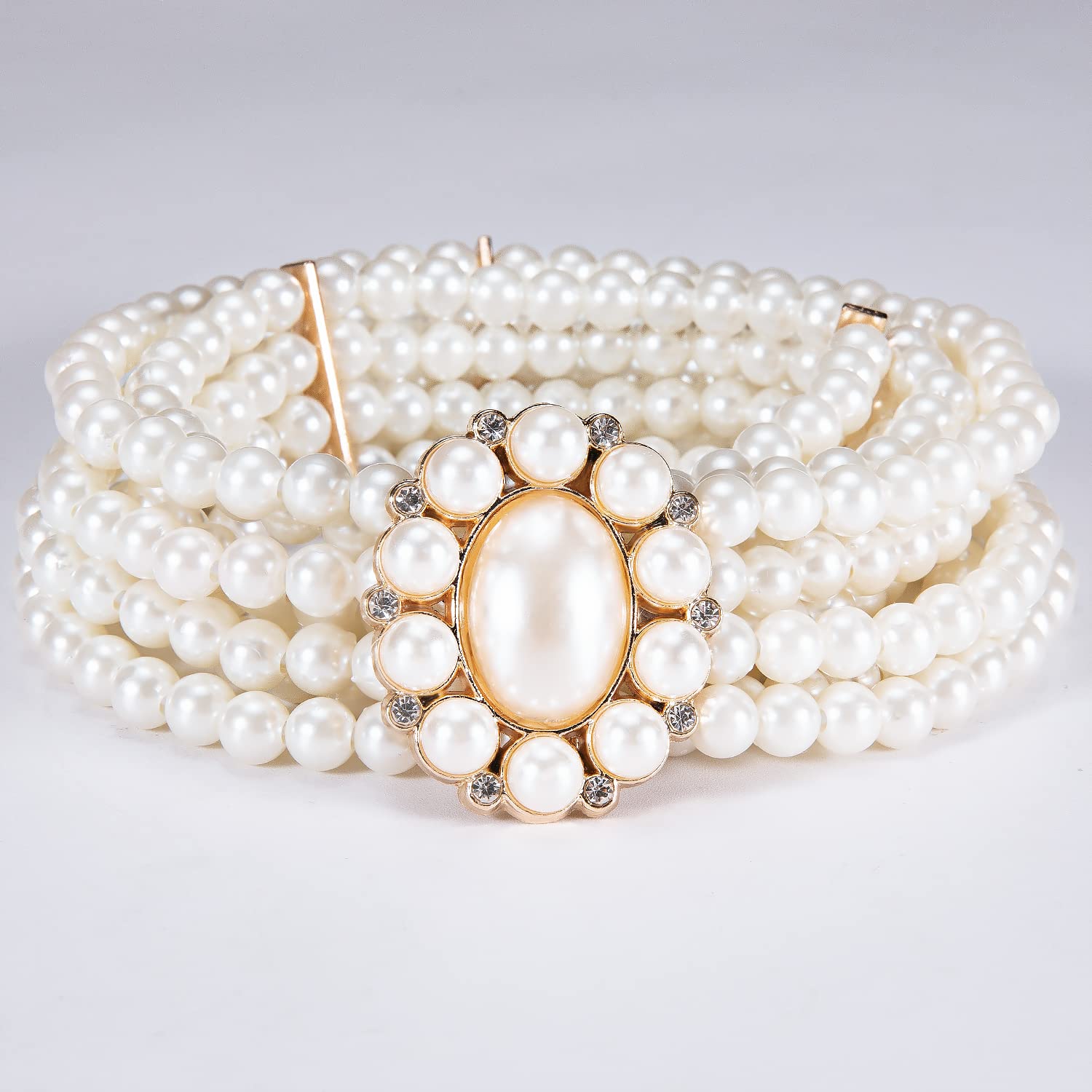 Barry.Wang Pearl Belts Women Wedding Dress Belt Sash Flowers White Waist Chain Elastic
