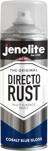 JENOLITE Directorust Spray Paint for Metal - COBALT BLUE - Gloss Finish for Indoor and Outdoor use - Multi-Surface for Metal, Plastic, Ceramic, Wood & Rusted Surfaces - 400ml (13.52fl oz), RAL5013
