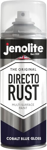 JENOLITE Directorust Spray Paint for Metal - COBALT BLUE - Gloss Finish for Indoor and Outdoor use - Multi-Surface for Metal, Plastic, Ceramic, Wood & Rusted Surfaces - 400ml (13.52fl oz), RAL5013