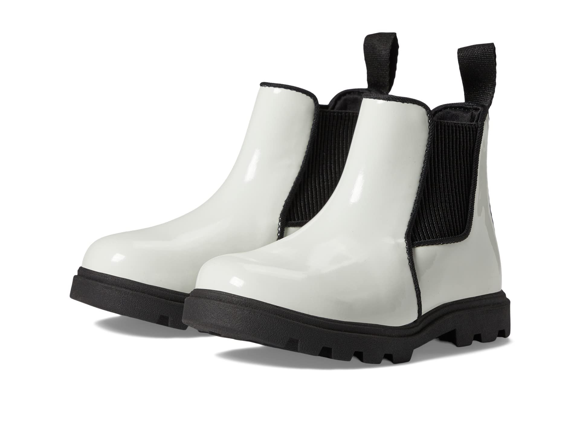 Native Shoes Kids Kensington Treklite Gloss Boots for Toddlers - Textile Lining, Synthetic Upper, and Round Toe Silhouette Shell White Gloss/Jiffy Black 8 Toddler M