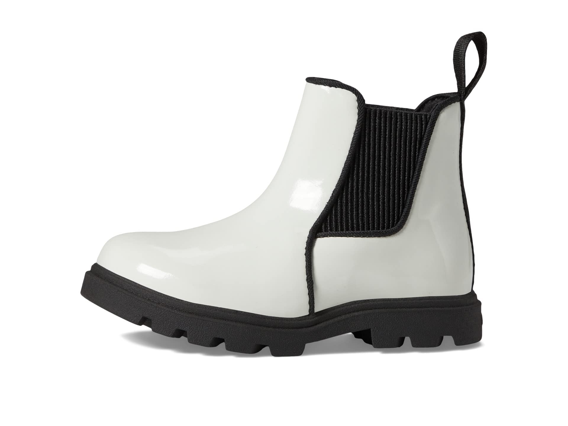 Native Shoes Kids Kensington Treklite Gloss Boots for Toddlers - Textile Lining, Synthetic Upper, and Round Toe Silhouette Shell White Gloss/Jiffy Black 8 Toddler M