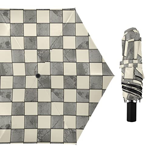 JUNZAN Plaid Repel Umbrella Windproof Travel Umbrella - Compact, Light, Automatic, Strong and Portable - Wind Resistant, Small Folding Backpack Umbrella for Rain - Men and Women