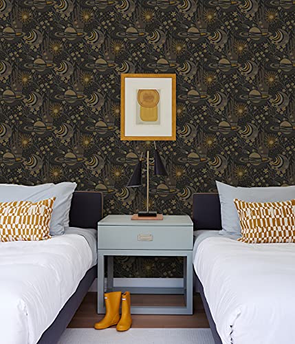 Pip & Lo PLS4210 Black Ethereal Cosmos Peel Stick Wallpaper, Brown