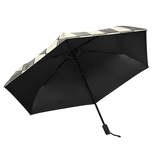 JUNZAN Plaid Repel Umbrella Windproof Travel Umbrella - Compact, Light, Automatic, Strong and Portable - Wind Resistant, Small Folding Backpack Umbrella for Rain - Men and Women