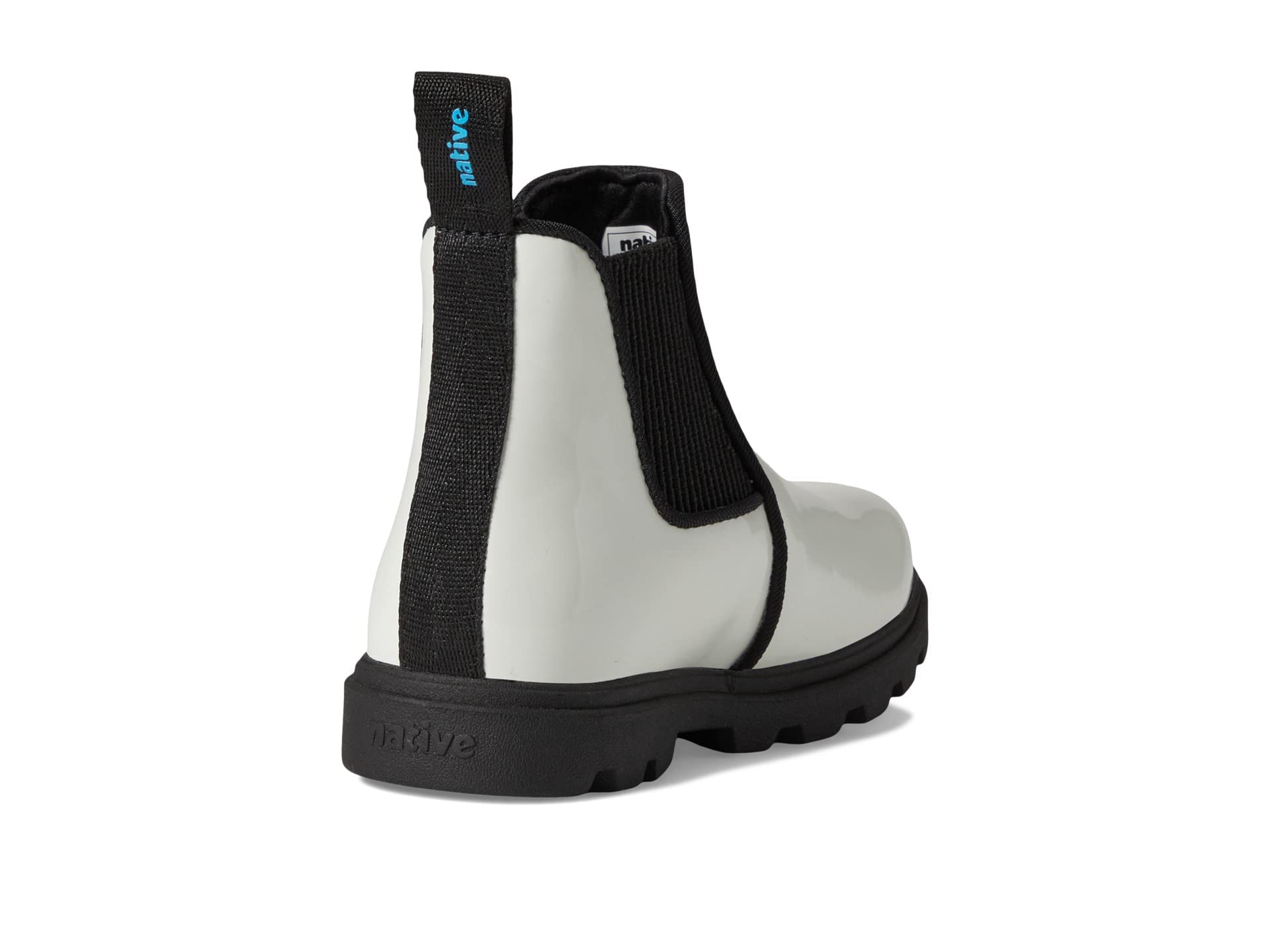 Native Shoes Kids Kensington Treklite Gloss Boots for Toddlers - Textile Lining, Synthetic Upper, and Round Toe Silhouette Shell White Gloss/Jiffy Black 8 Toddler M