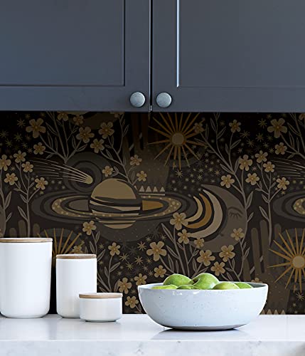 Pip & Lo PLS4210 Black Ethereal Cosmos Peel Stick Wallpaper, Brown
