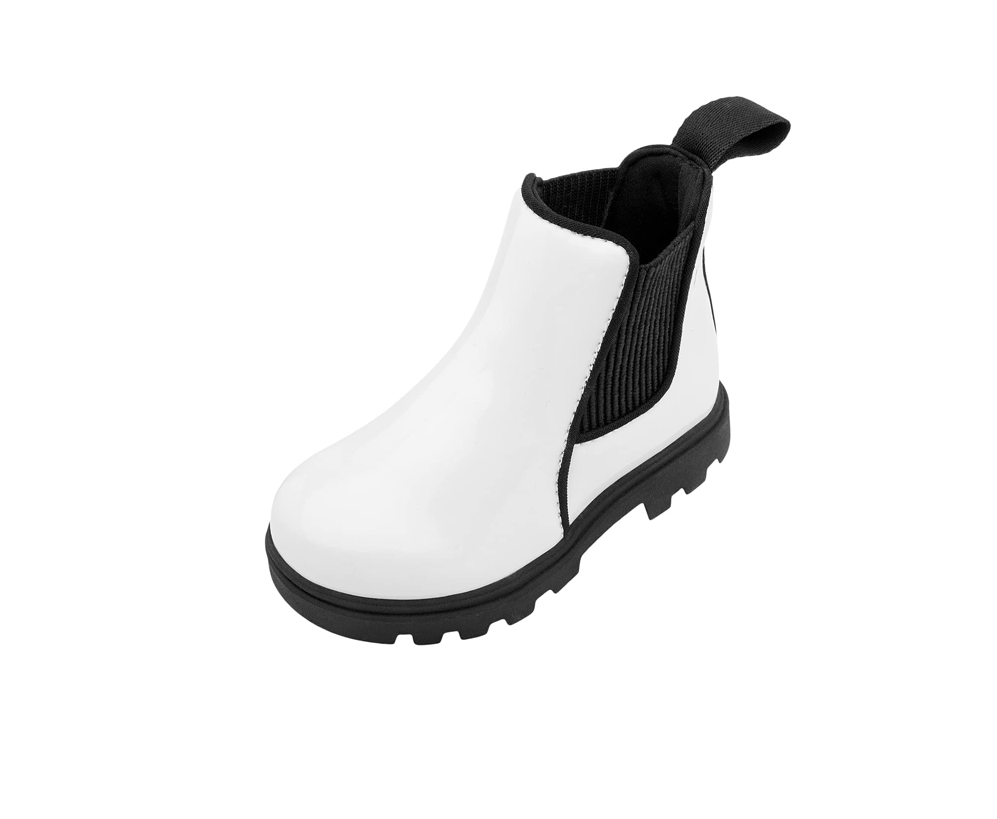 Native Shoes Kids Kensington Treklite Gloss Boots for Toddlers - Textile Lining, Synthetic Upper, and Round Toe Silhouette Shell White Gloss/Jiffy Black 8 Toddler M
