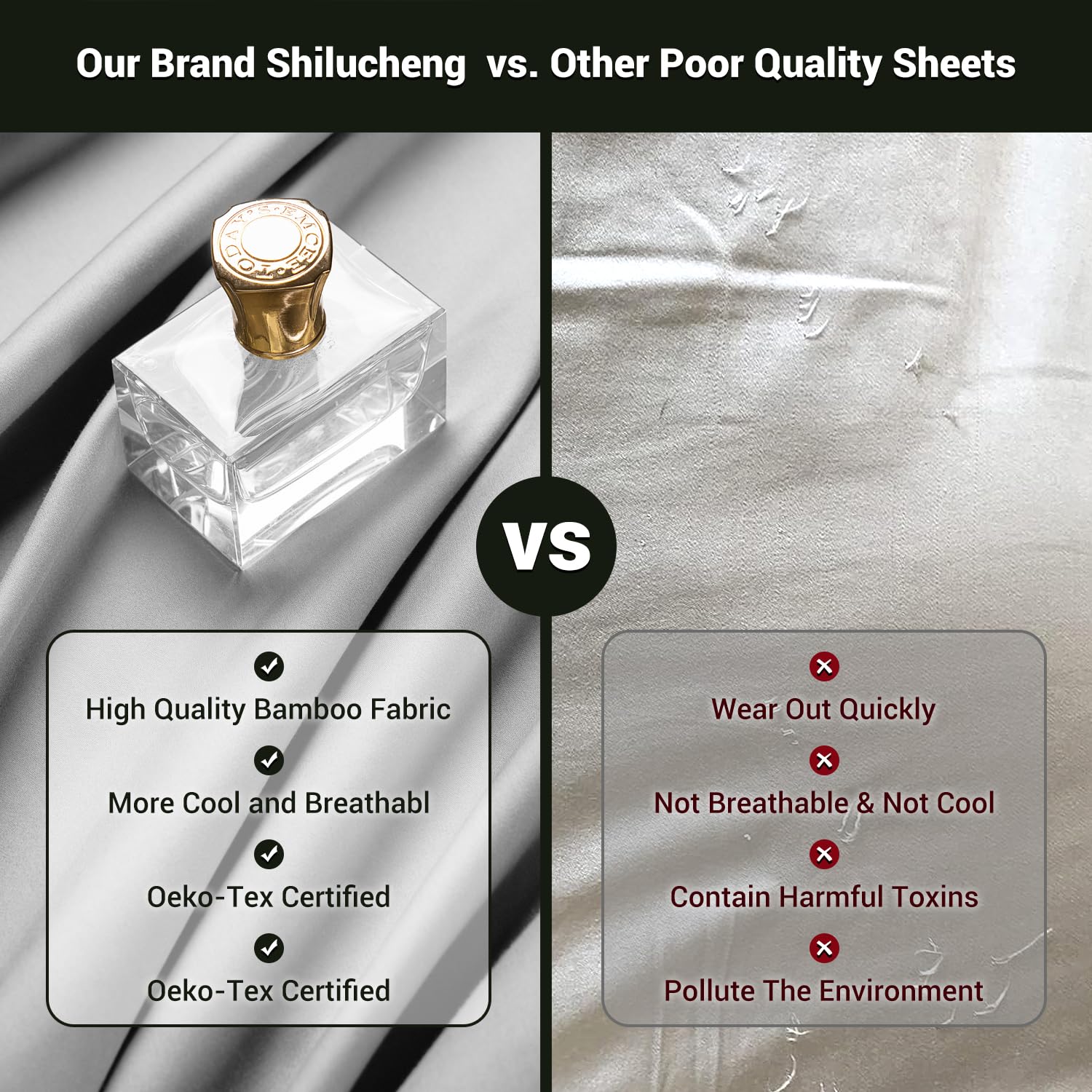 Shilucheng 4 Piece Full Sheet Sets, Cooling Sheets, Blend Rayon Derived from Bamboo, Deep Pocket Up to 16", Breathable & Soft Bed Sheets, Hotel Silky Bedding Set, Grey