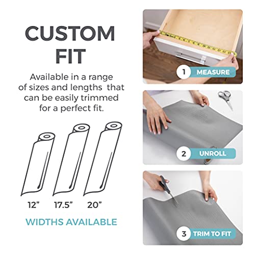Home Genie Slip Resistant Removable Smooth Durable Drawer and Shelf Liner, Non Adhesive, Roll, Décor Kitchen Cabinet Shelves Liners, Stain Protection, Drawers, Desks, 12 Inch x 10 FT, Slate Gray