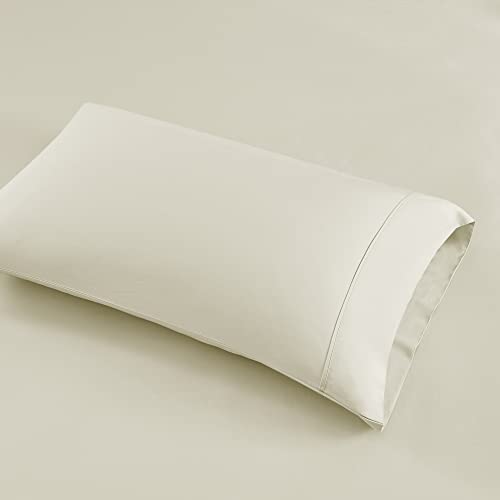 Beautyrest 1000 Thread Count, Solid Color Sheet Set, Elastic Deep Pocket, All Season, Breathable, HeiQ Smart Temperature, Soft Cotton Blend Bedding, Matching Pillowcase, King Ivory 4 Piece