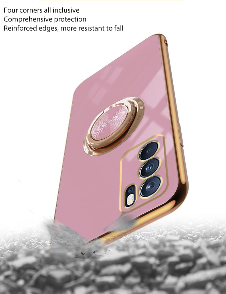 Compatible with Oppo Reno 6 Pro Case Silicone Shockproof Phone Cases for Oppo Reno 6 Pro 5G Anti-Scratch Cute Protective Case with Ring (Purple, Oppo Reno 6 Pro 5G)