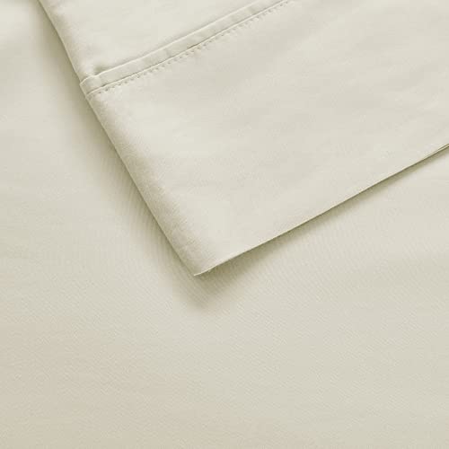 Beautyrest 1000 Thread Count, Solid Color Sheet Set, Elastic Deep Pocket, All Season, Breathable, HeiQ Smart Temperature, Soft Cotton Blend Bedding, Matching Pillowcase, King Ivory 4 Piece
