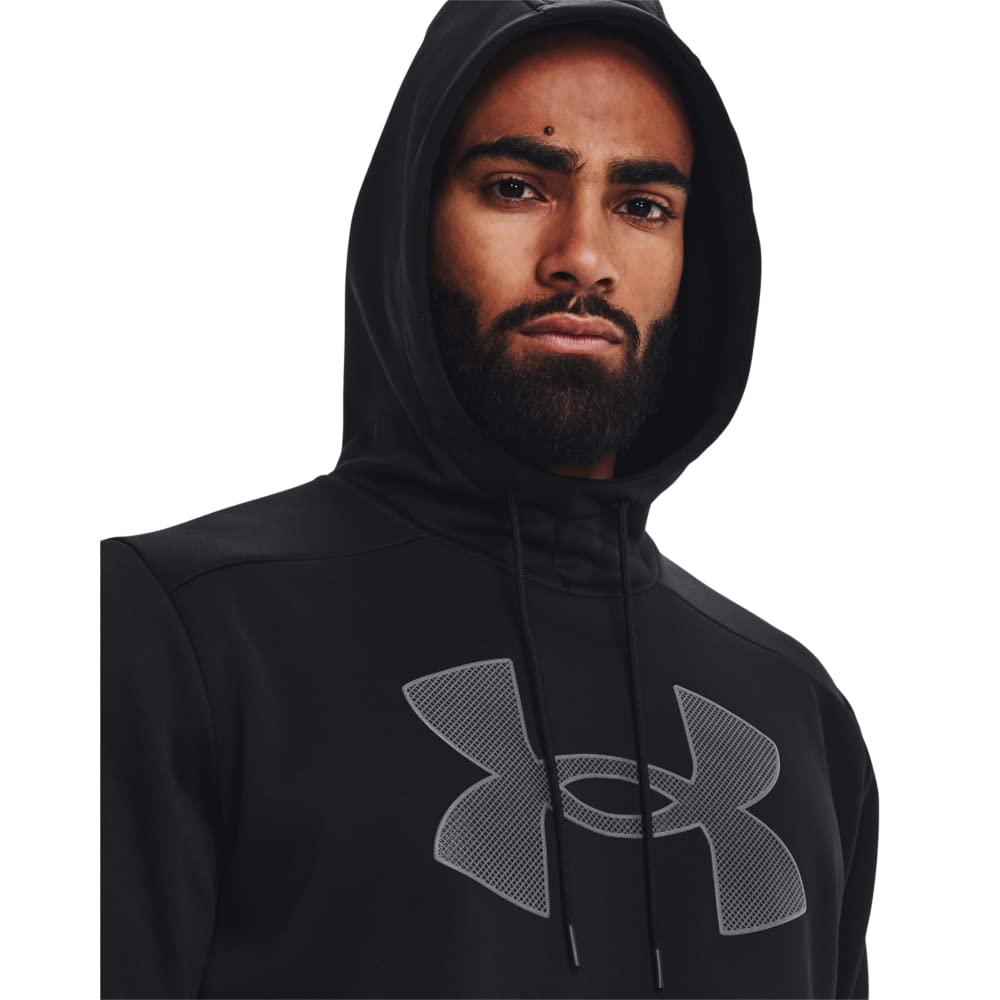 Under Armour Mens Big Logo ArmourFleece Hoodie, (001) Black/Black/Pitch Gray, Large
